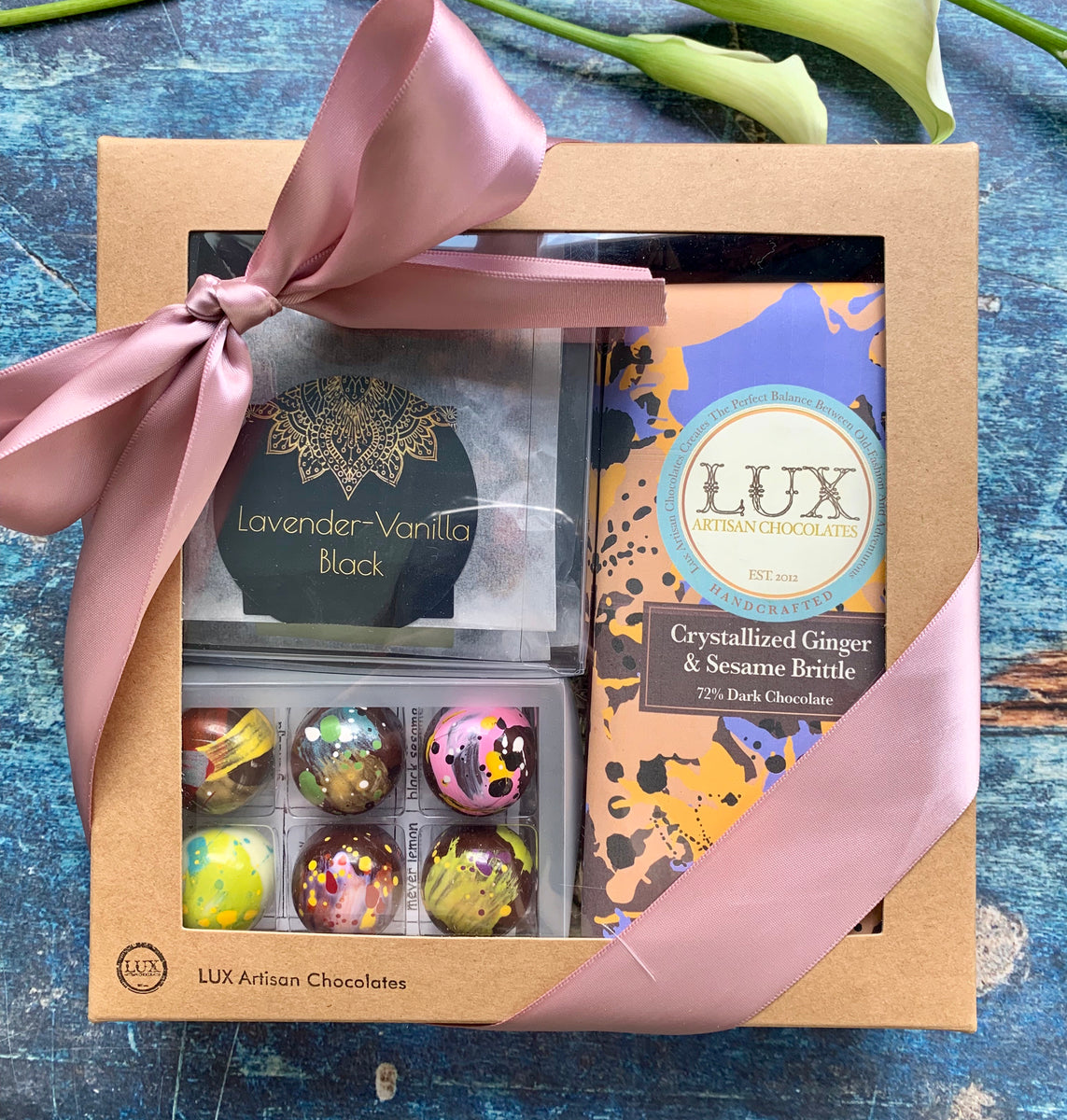 Craft Tea Sampler, Chocolate Bars, & Bonbons Gift Box – LUX Artisan ...